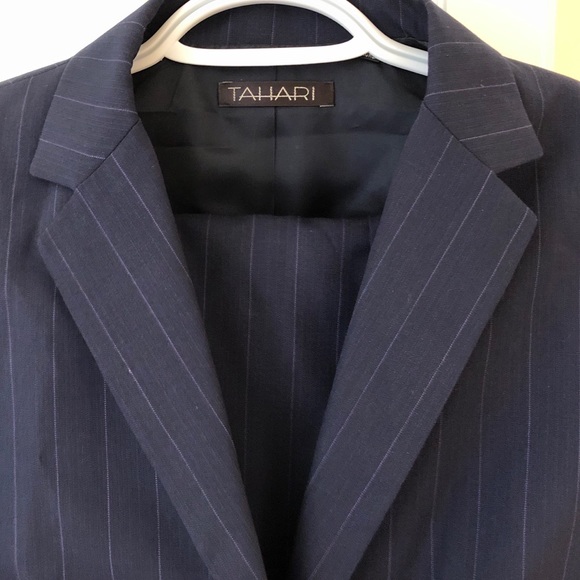 Tahari | Jackets & Coats | Tahari Navy Blue Striped Suit | Poshmark